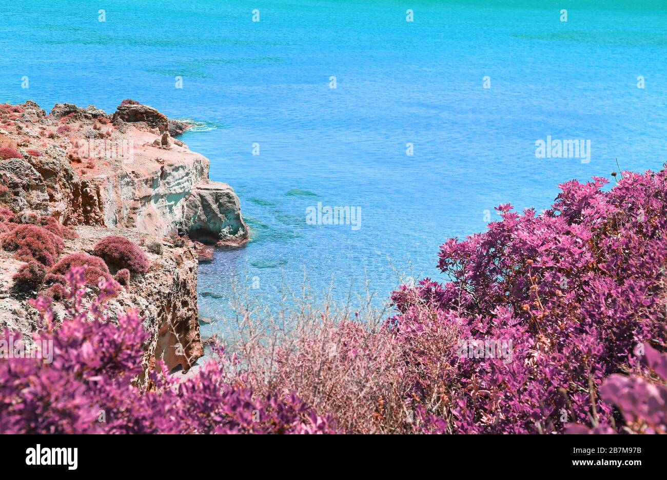 infrared landscape of Lakonia sea Peloponnese Greece - Petrified forest ...