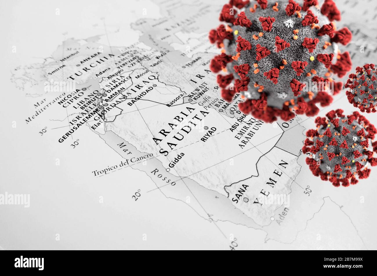 Epidemic conditions over Middle East area Stock Photo - Alamy