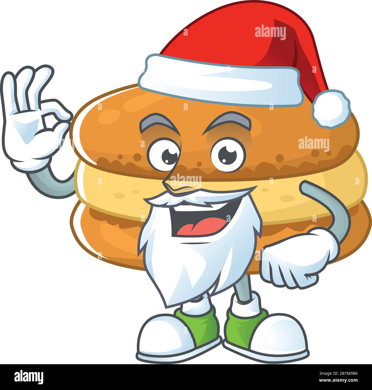 Chocolate macarons cartoon character of Santa showing ok finger Stock ...