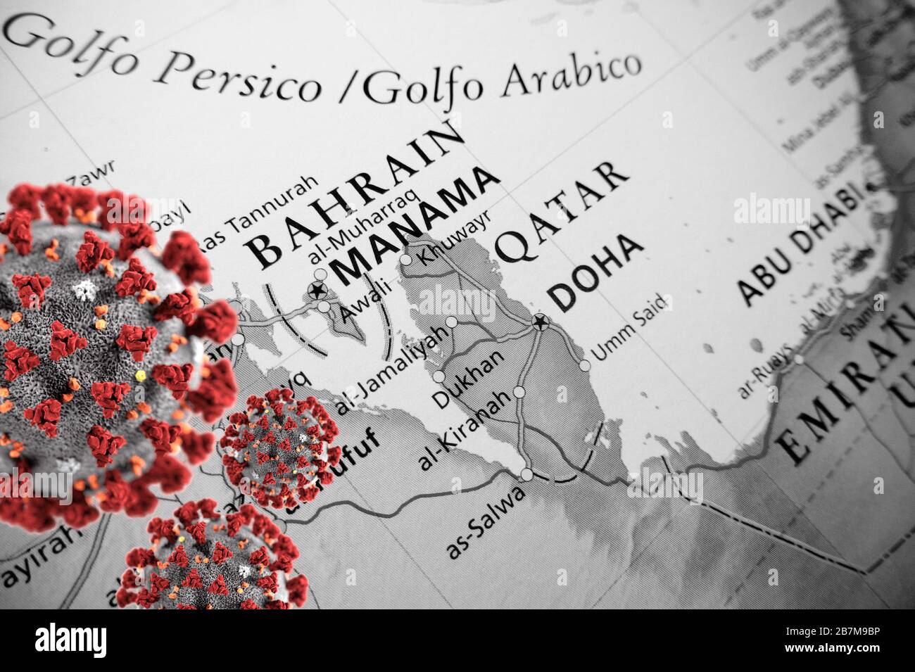 Epidemic conditions over Bahrain area Stock Photo - Alamy