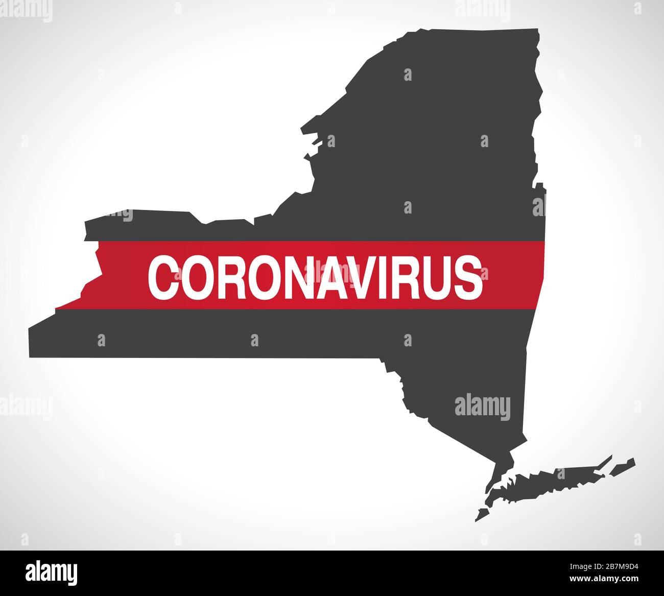New York USA federal state map with Coronavirus warning illustration ...