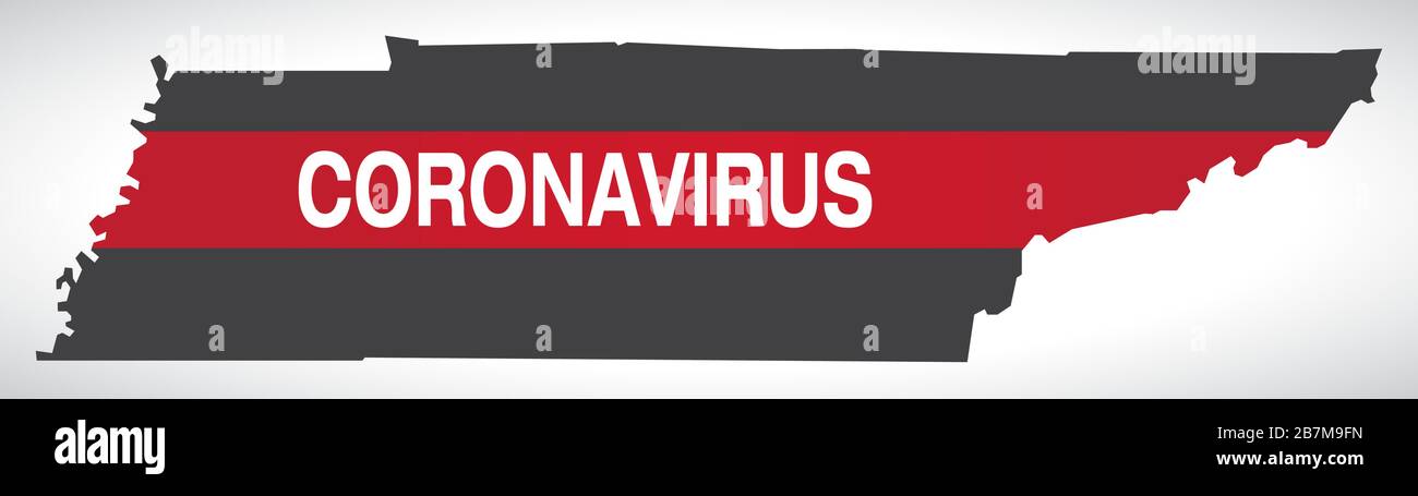 Tennessee USA federal state map with Coronavirus warning illustration ...