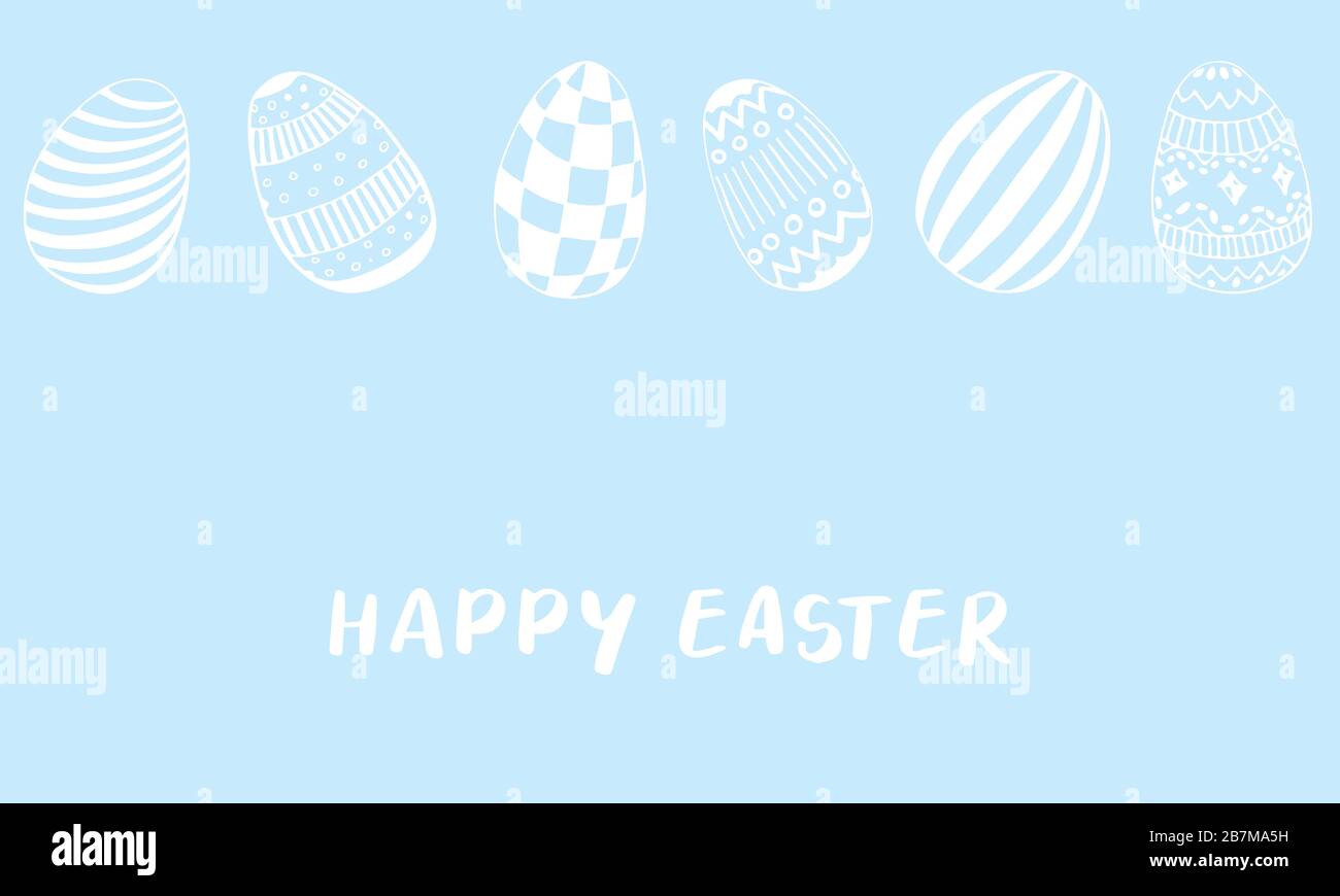 Easter egg icons collection in doodle style - horisontal banner with ...