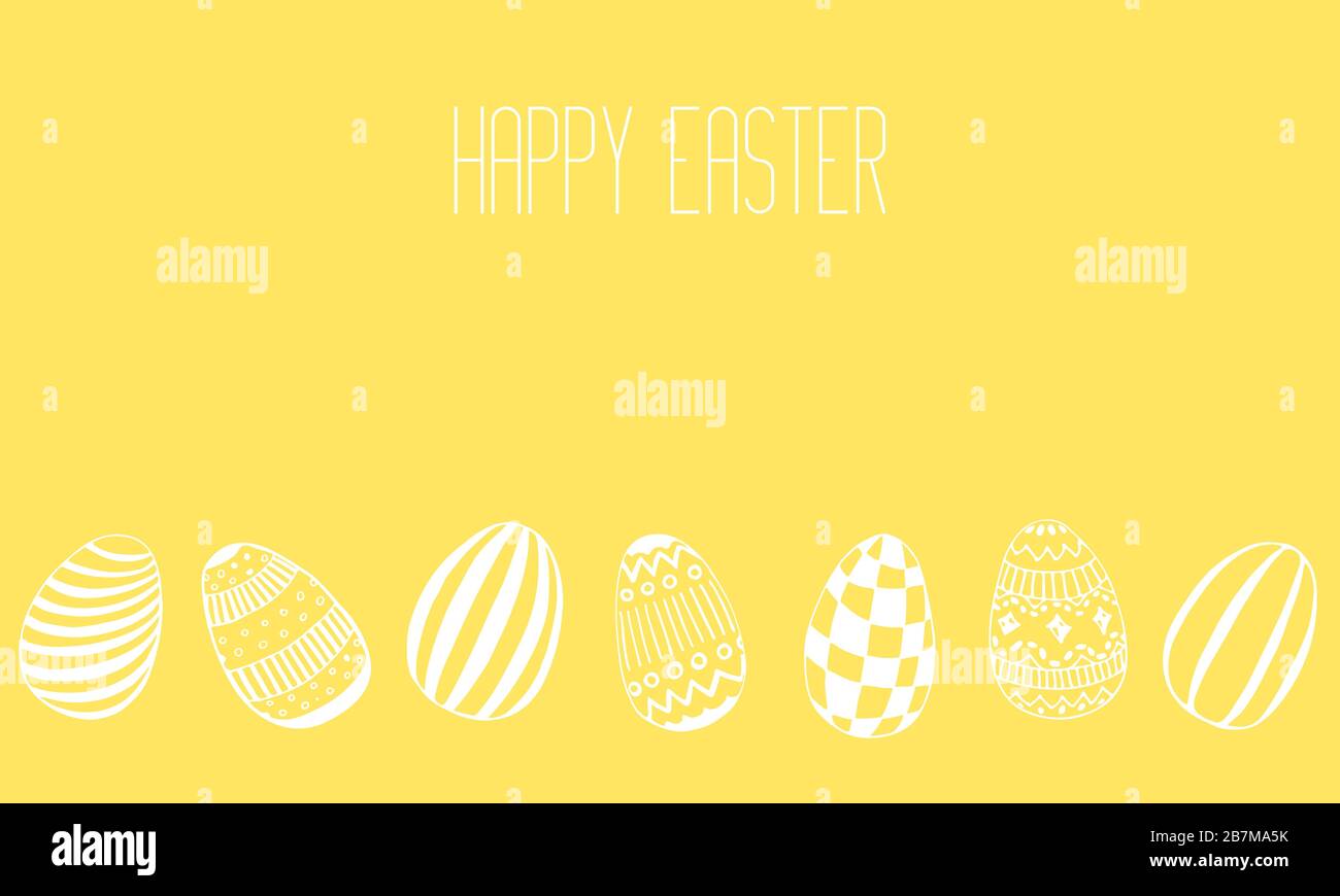 Easter egg icons collection in doodle style - horisontal banner with ...