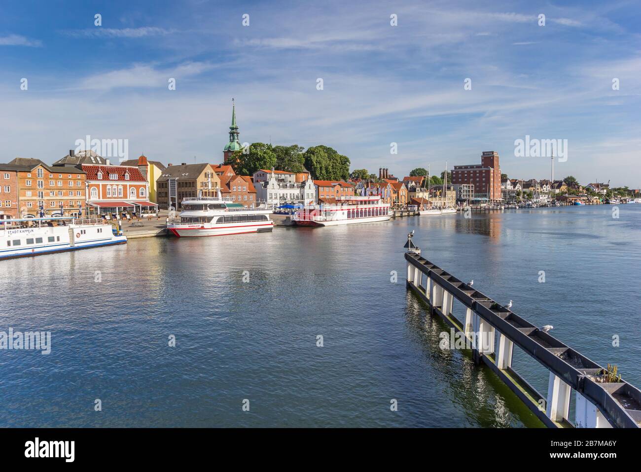 View over the Schlei river and historic city Kappeln, Germany Stock ...