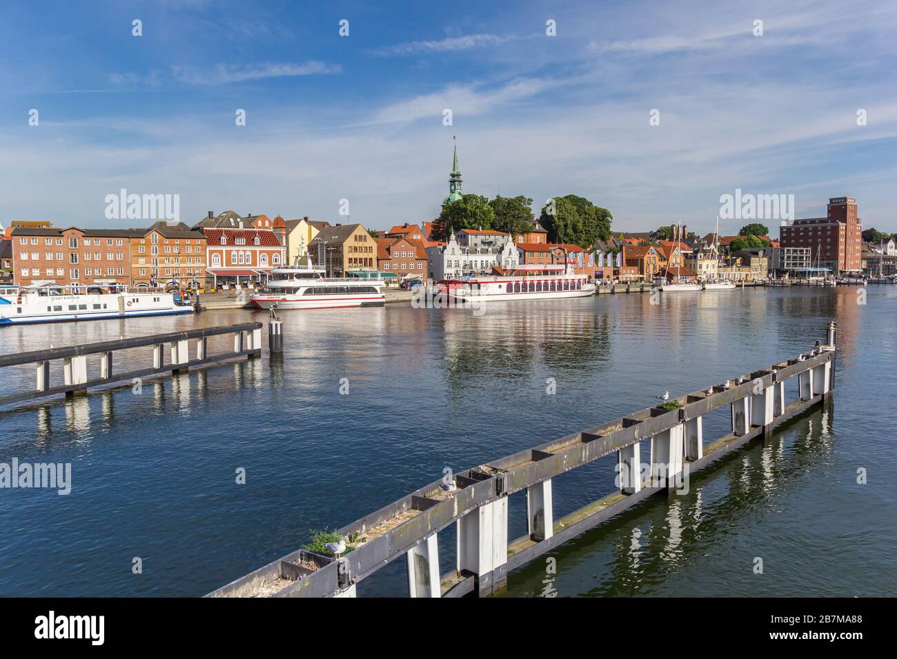 River Schlei and the harbor of historic town Kappeln, Germany Stock ...