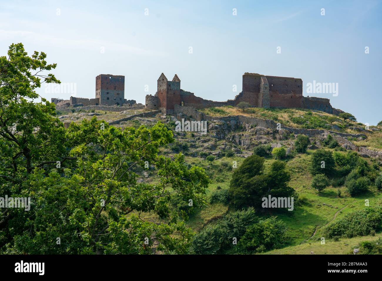 Hammershus, Bornholm / Denmark - July 29 2019: Old fortification on the ...