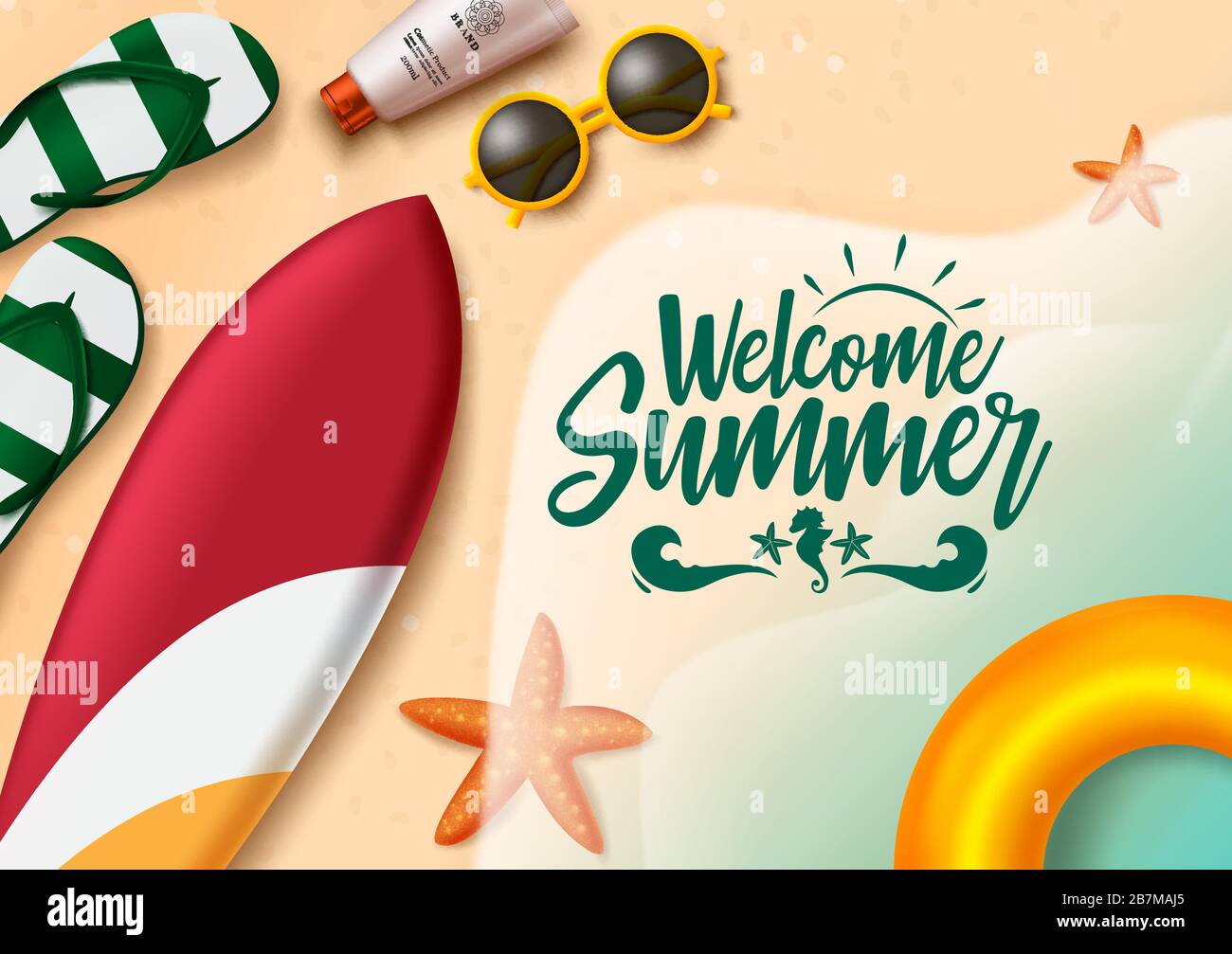 Welcome summer vector background design. Welcome summer text in ...