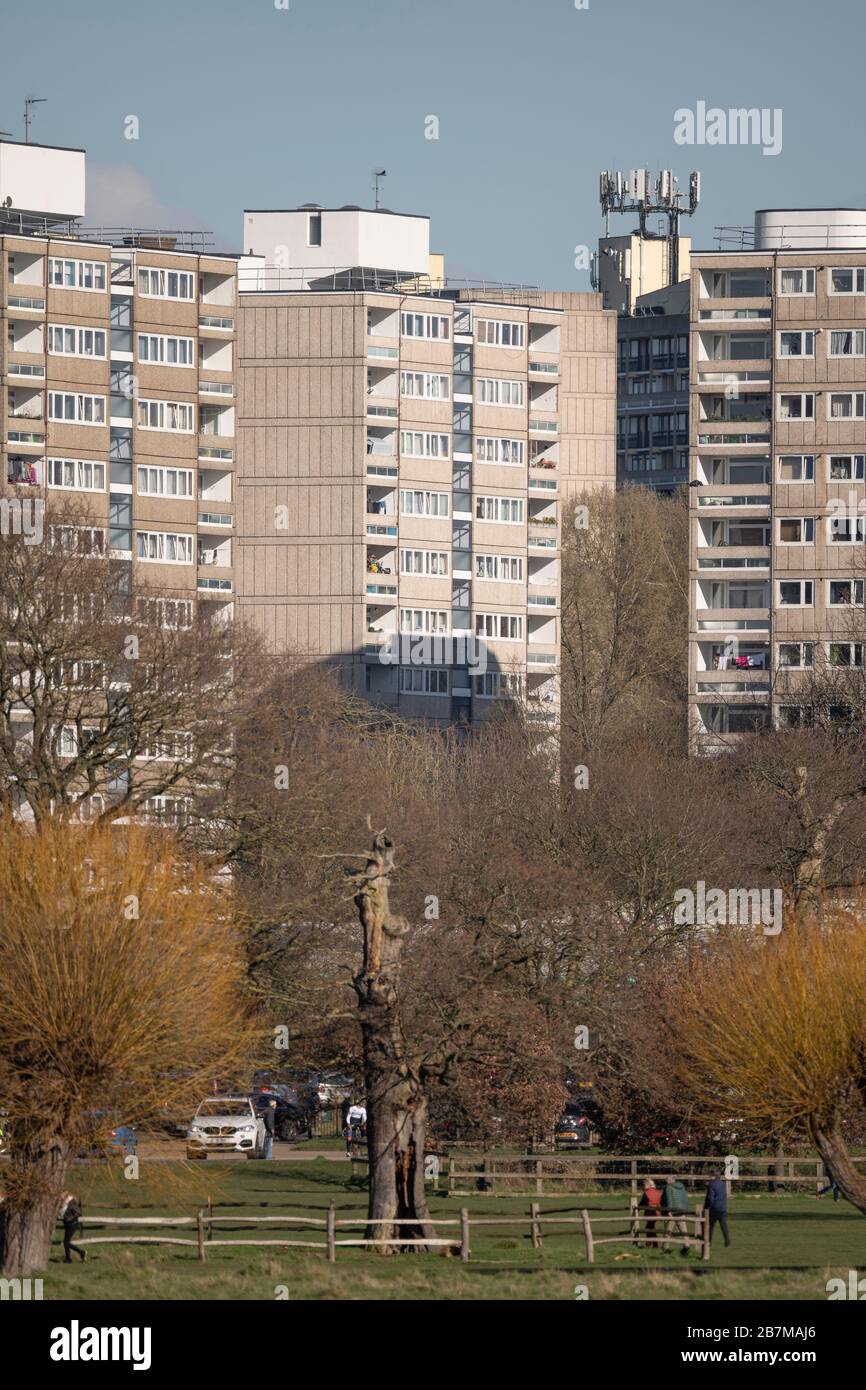 Mid rise housing in the Alton Estate, Roehampton on the eastern edge of ...
