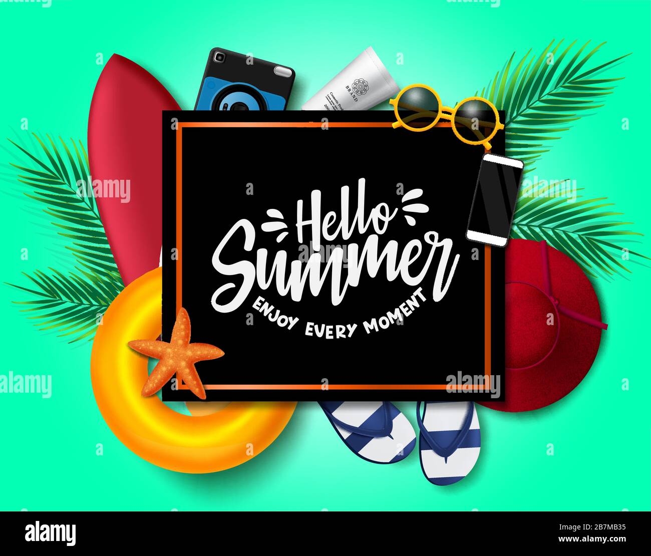 Beach palm sunscreen in Stock Vector Images - Alamy