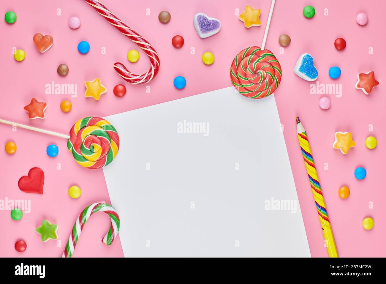 Blank page in sweet candy and sweetmeats. Sweet dreams list concept ...