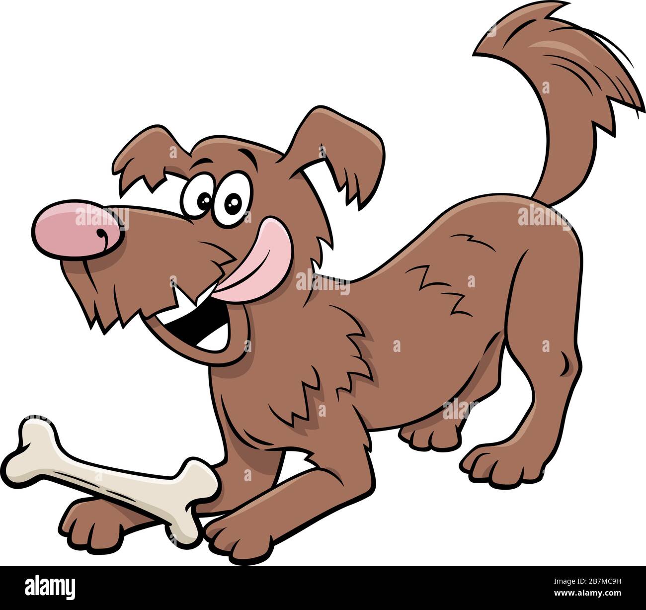 Cartoon Illustration of Happy Playful Dog Comic Animal Character with ...