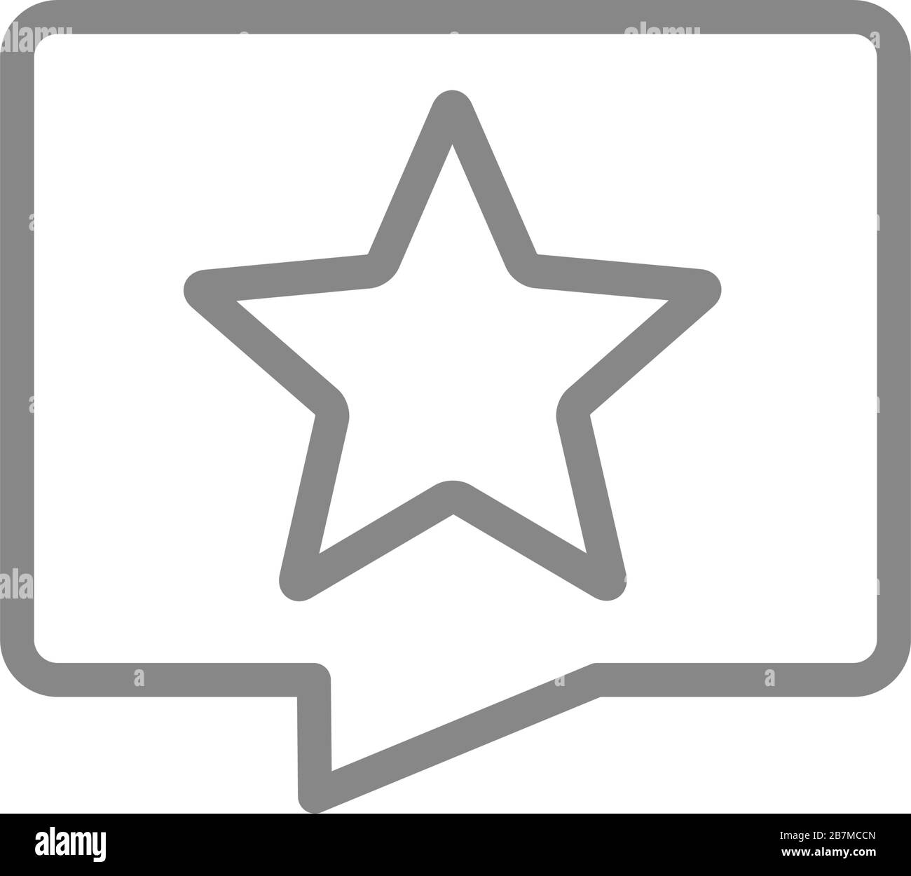 Speech bubble with a star line icon. Quality control, add to favorites ...