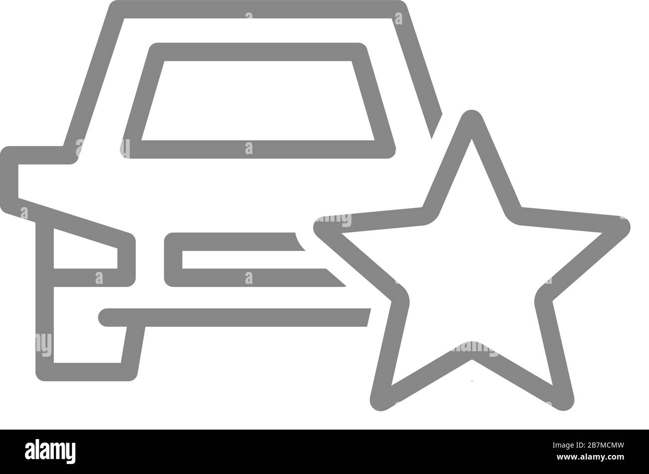 Car rating, auto with star line icon. Transportation service review ...
