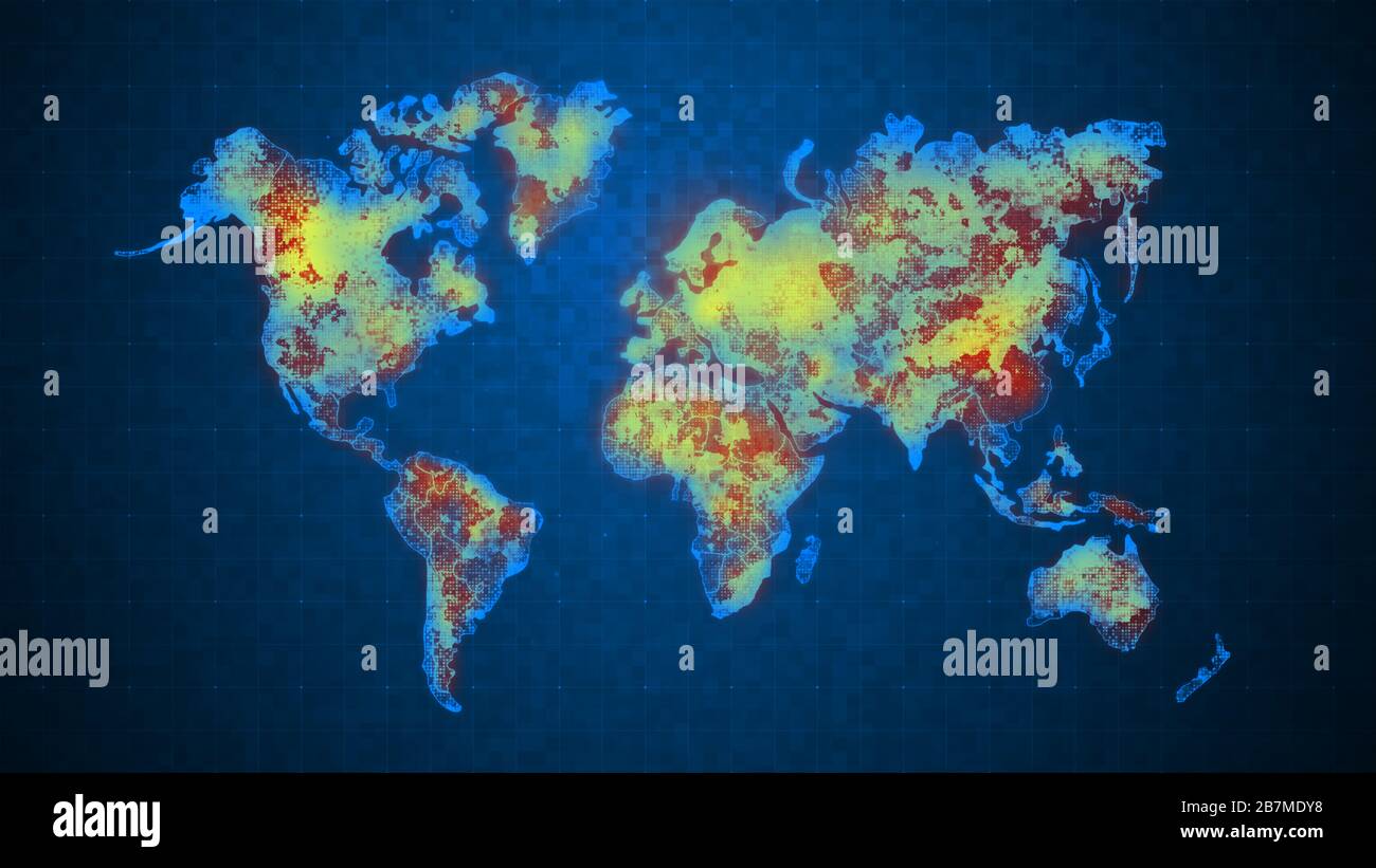 Dot world map against the grid with fractal noise background, for the ...