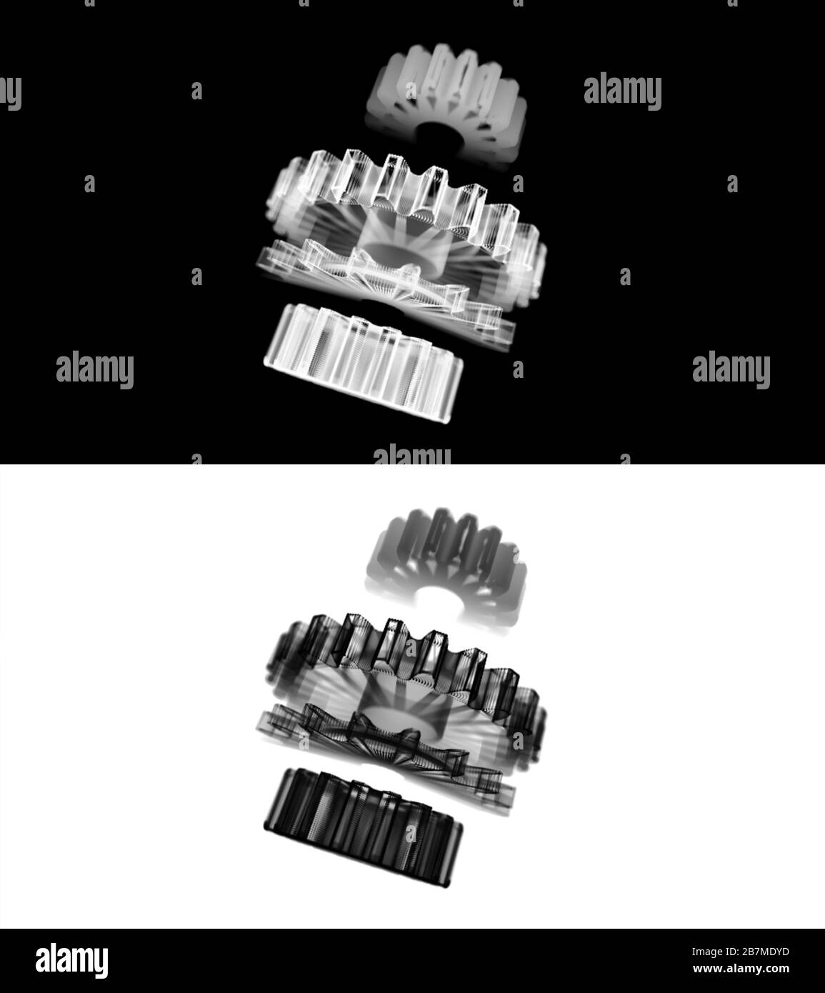 3D Rendering outline set of gear, wireframe a group of gear, for ...