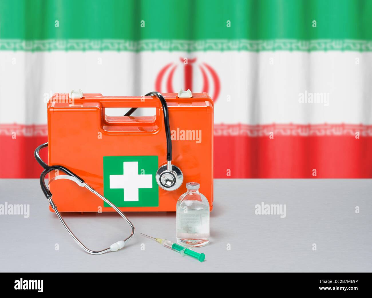 First aid kit with stethoscope and syringe - Iran Stock Photo - Alamy