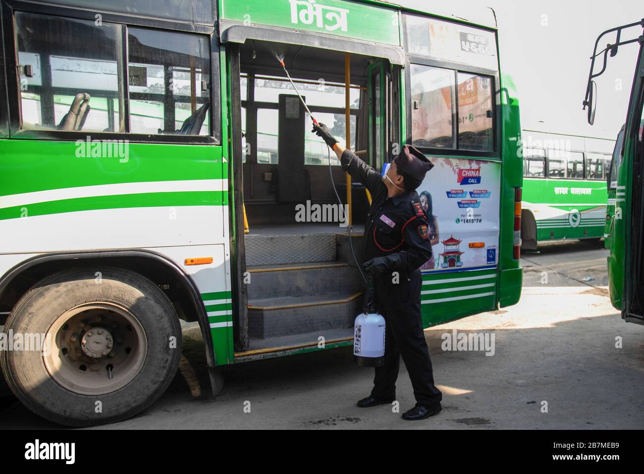 Kathmandu, Nepal. 25th Mar, 2020. Ganesh Karki a security guard at ...
