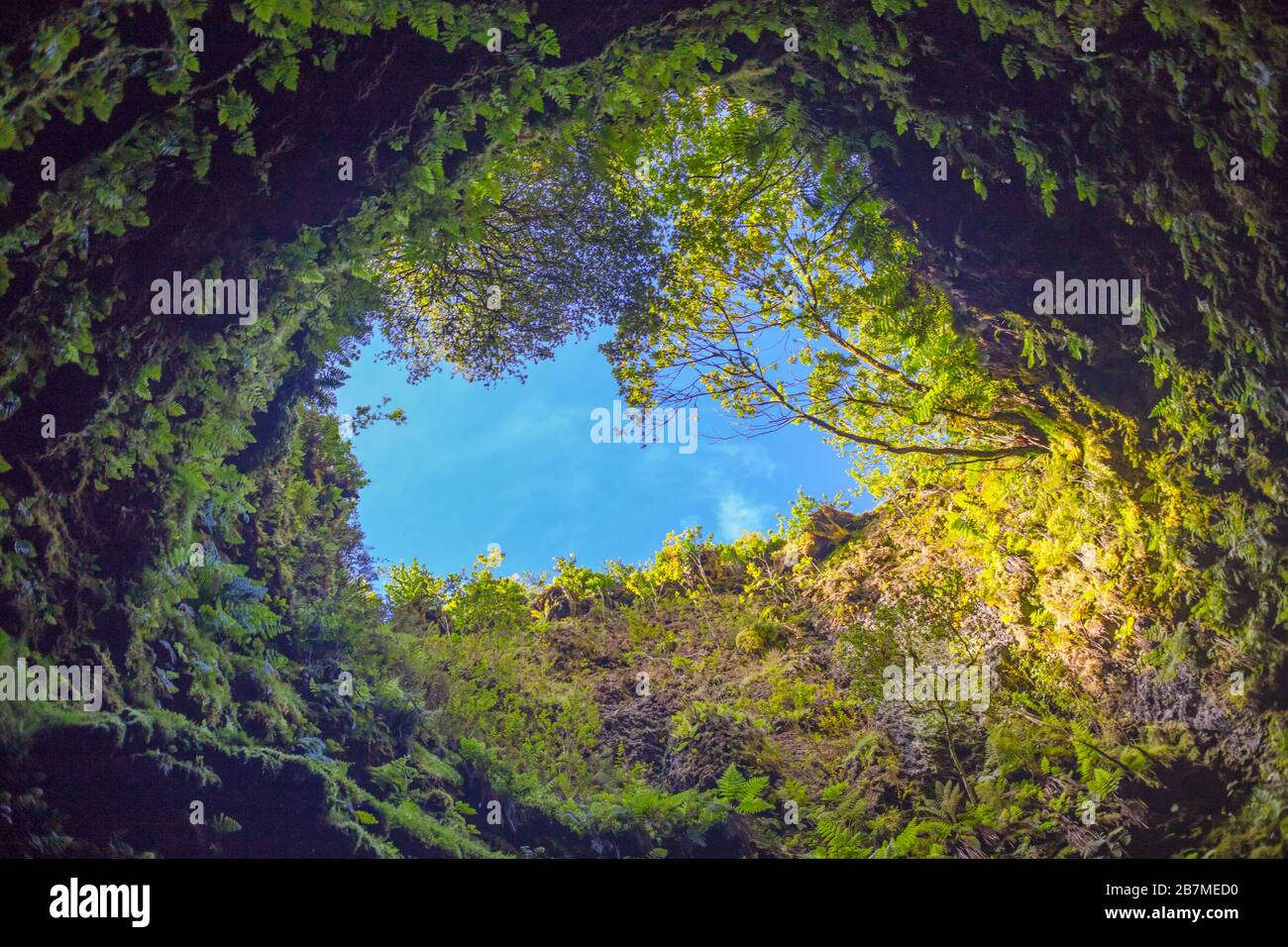 Cave in an extinct volcano on the island of Terceira Gruta do Algar do ...