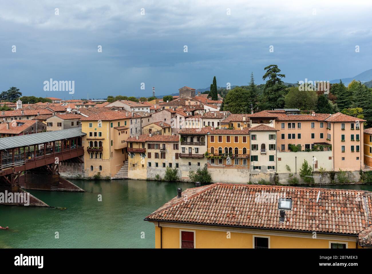 Bassano del Grappa, Italy - September 6, 2019: The wooden covered ...