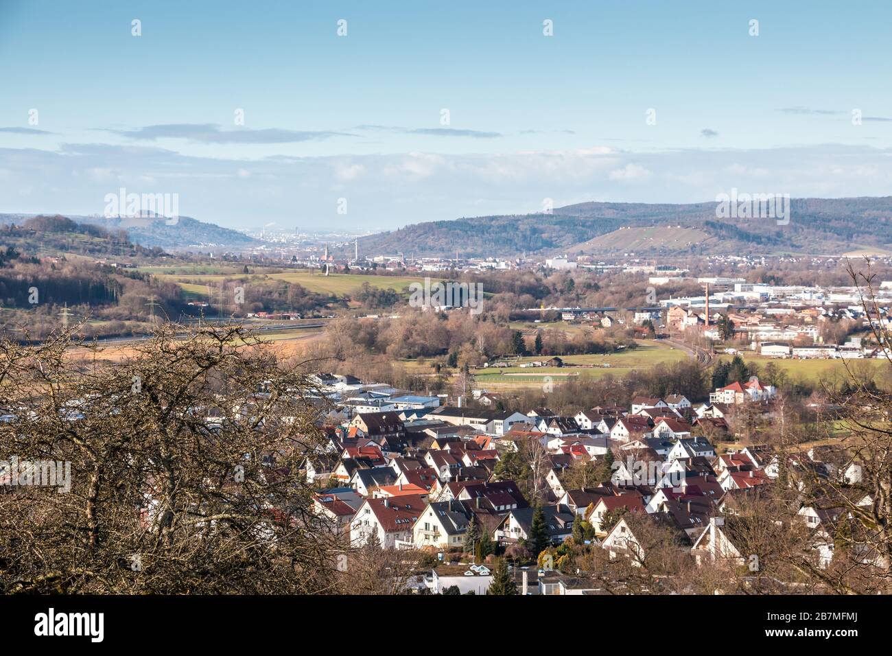 Little village in the middle of the german countryside with hills ...