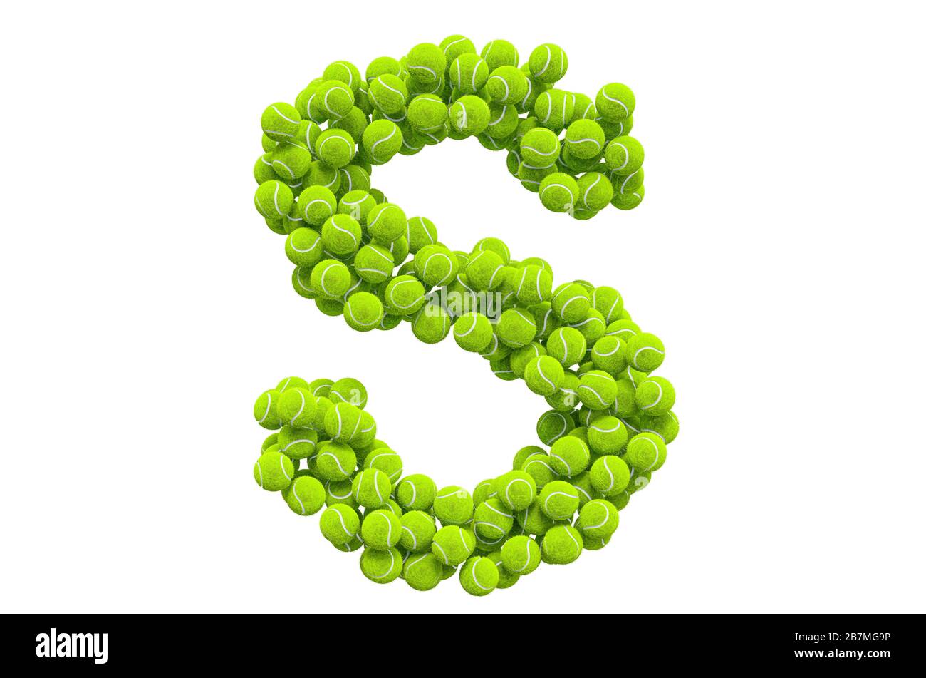 Letter S from tennis balls, 3D rendering isolated on white background ...