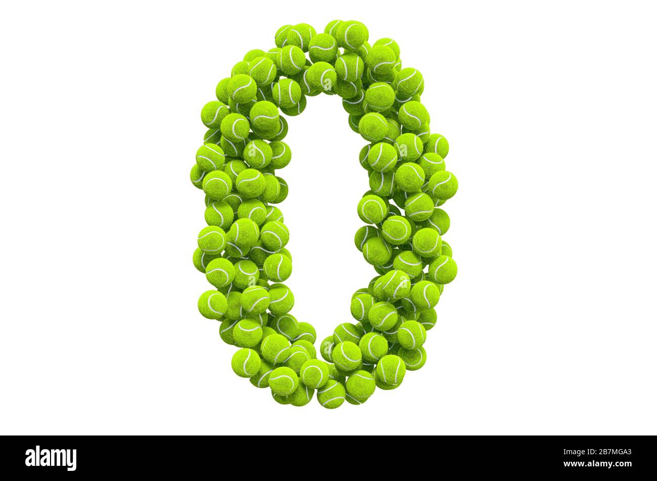 Number 0 from tennis balls, 3D rendering isolated on white background ...
