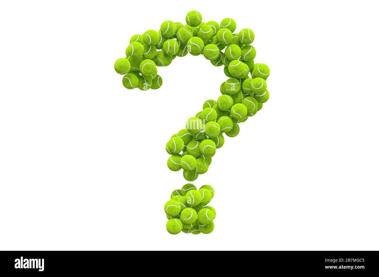 Question mark from tennis balls, 3D rendering isolated on white ...