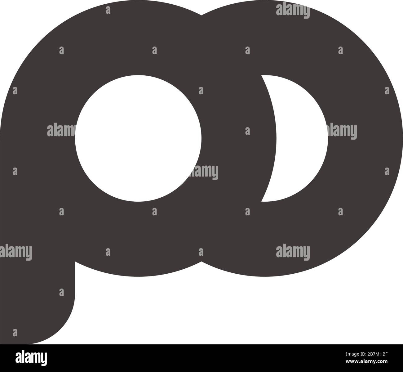 letter po linked chain simple geometric design symbol logo vector Stock ...