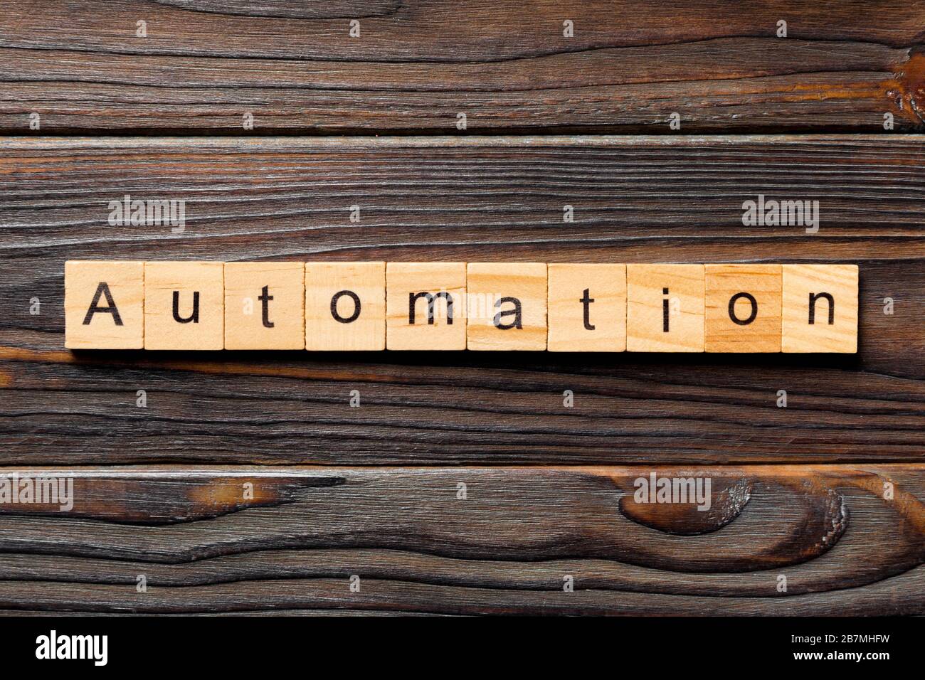 Automation Word Written On Wood Block Automation Text On Wooden Table For Your Desing Concept
