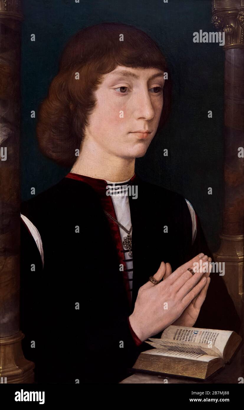 Young Man at Prayer, Hans Memling, circa 1470 Stock Photo - Alamy