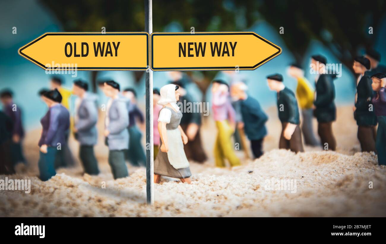 Street Sign the Direction Wy to NEW WAY versus OLD WAY Stock Photo - Alamy