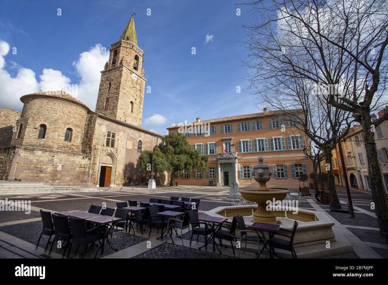 The cathedral in the ancient french town of Frejus in the south of ...