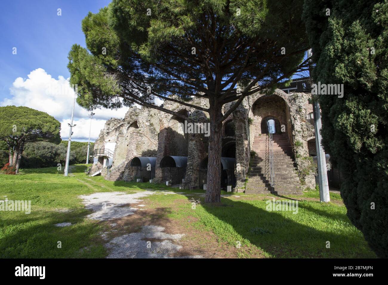 The roman amphitheatre in the ancient, roman town of Frejus in the ...