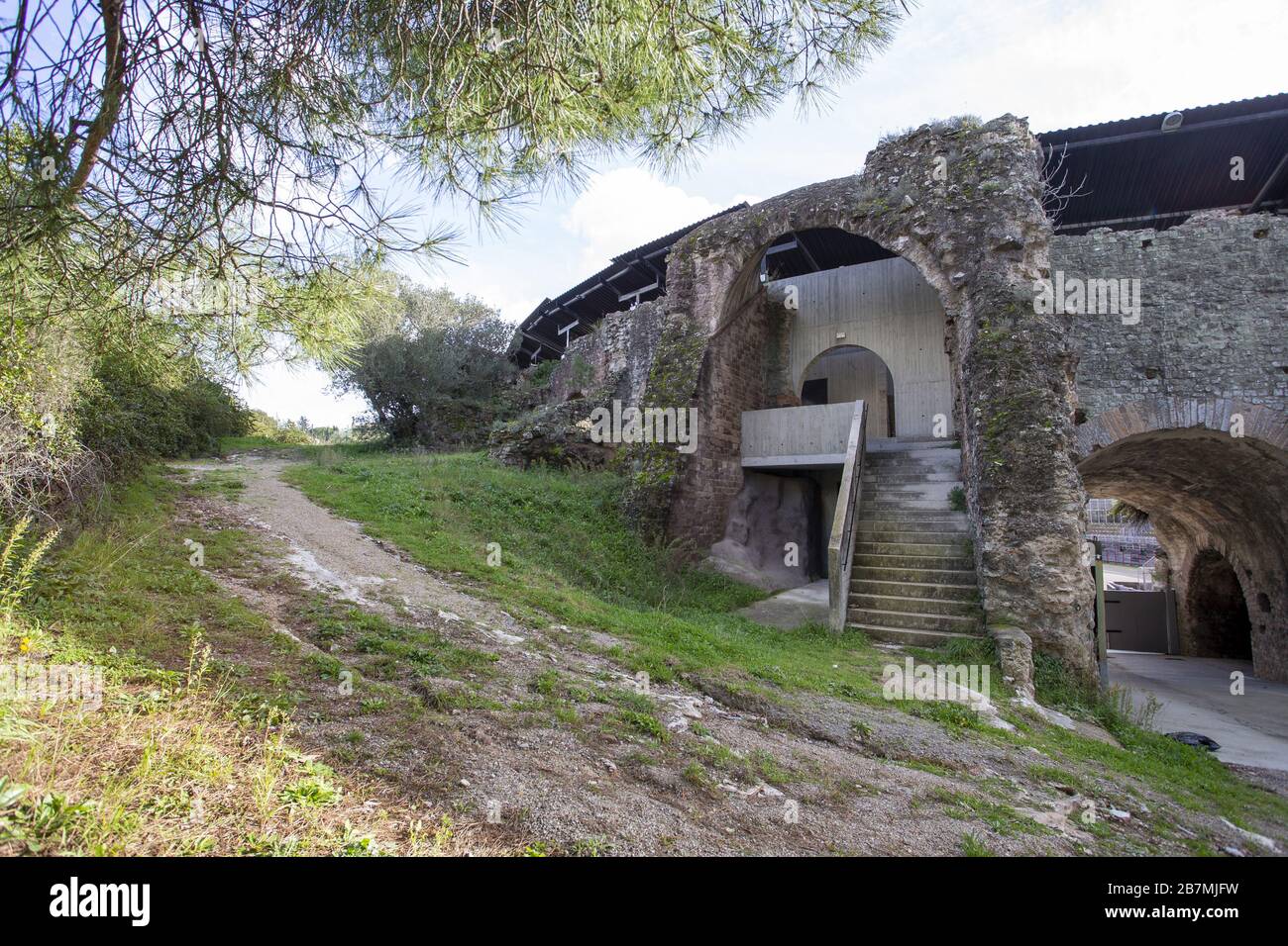 The roman amphitheatre in the ancient, roman town of Frejus in the ...