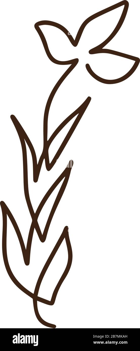Flower Vector One Line Art Logo Minimalist Contour Drawing Monoline