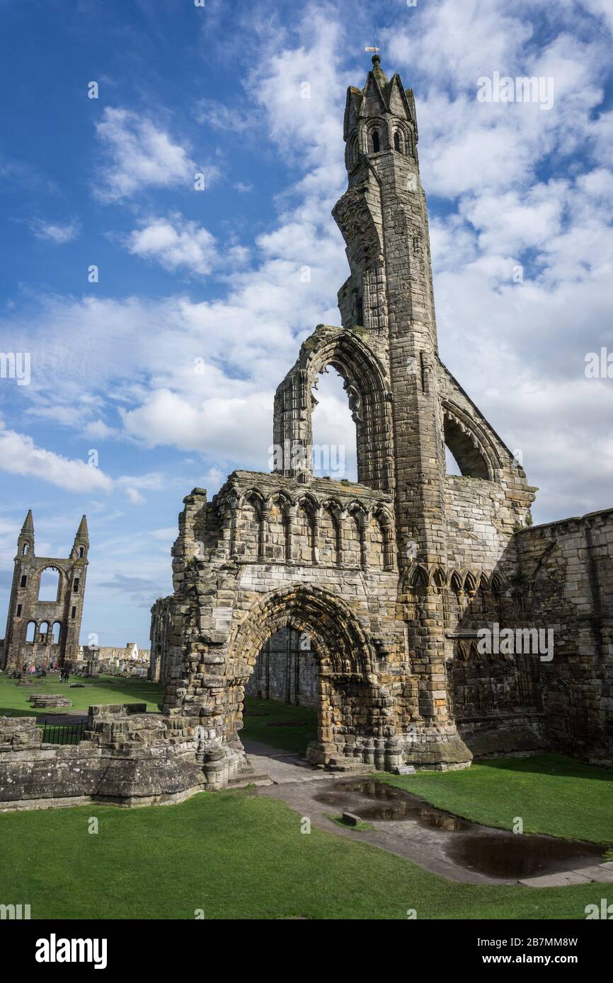 View of the ruins of St Andrew's Cathedral in St Andrews, Fife ...