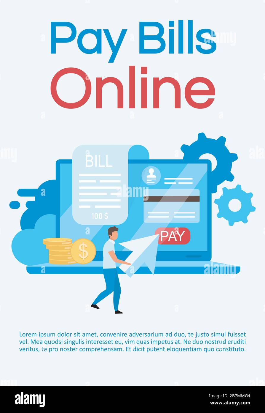 Pay bills online poster vector template Stock Vector Image & Art - Alamy