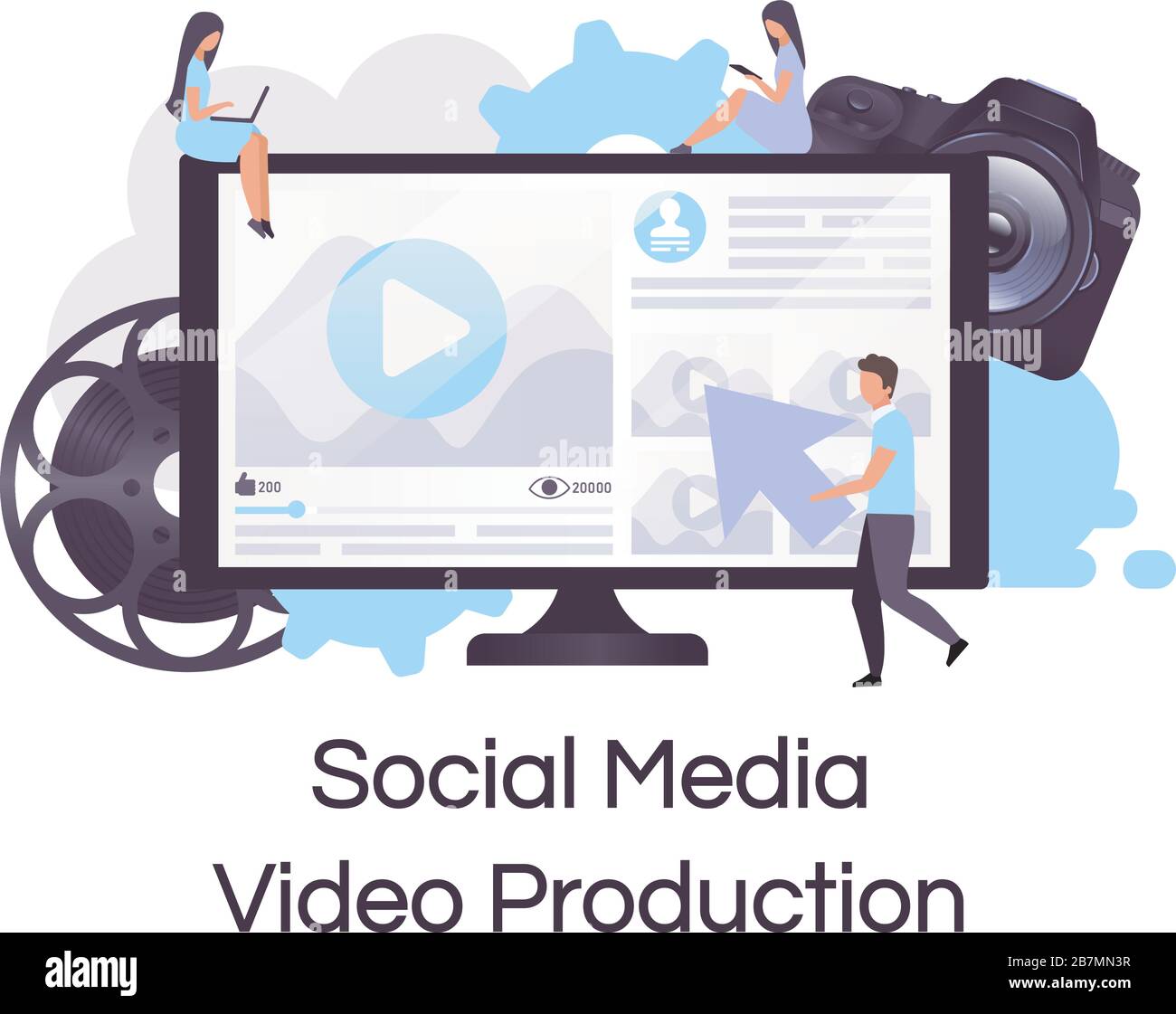 Social media video production flat concept icon Stock Vector Image ...
