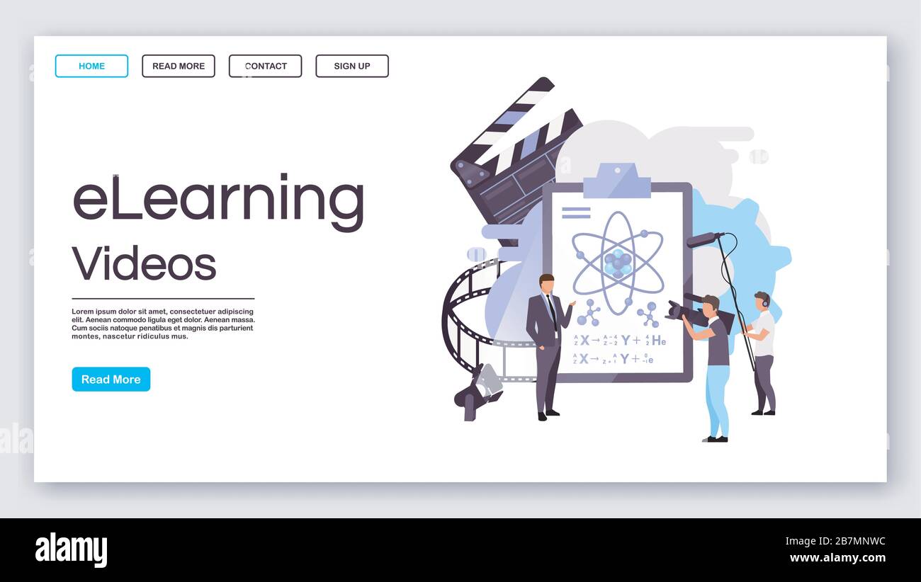 Elearning videos landing page vector template Stock Vector Image & Art ...