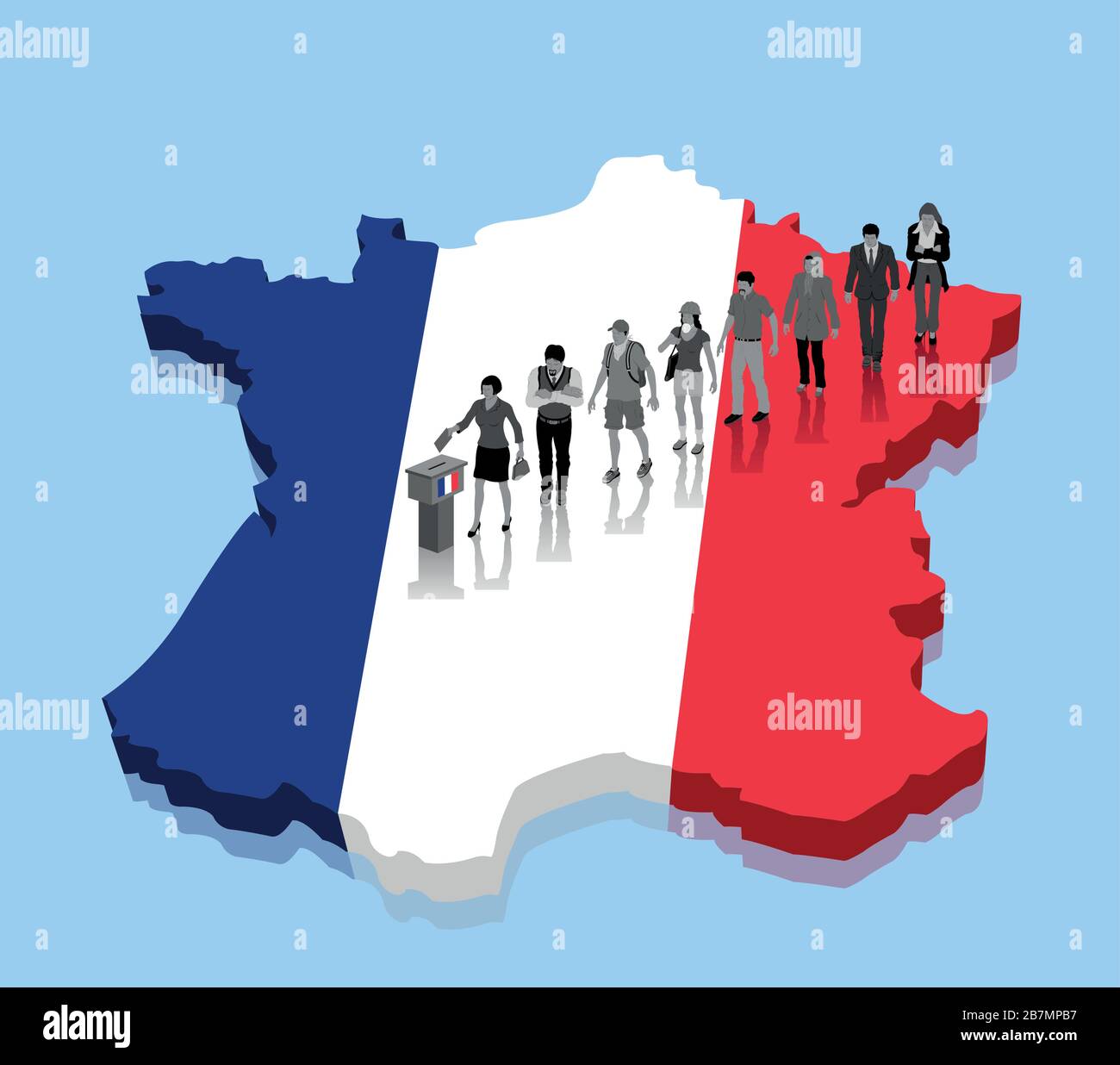 French citizens are voting for election over a France map. All the ...