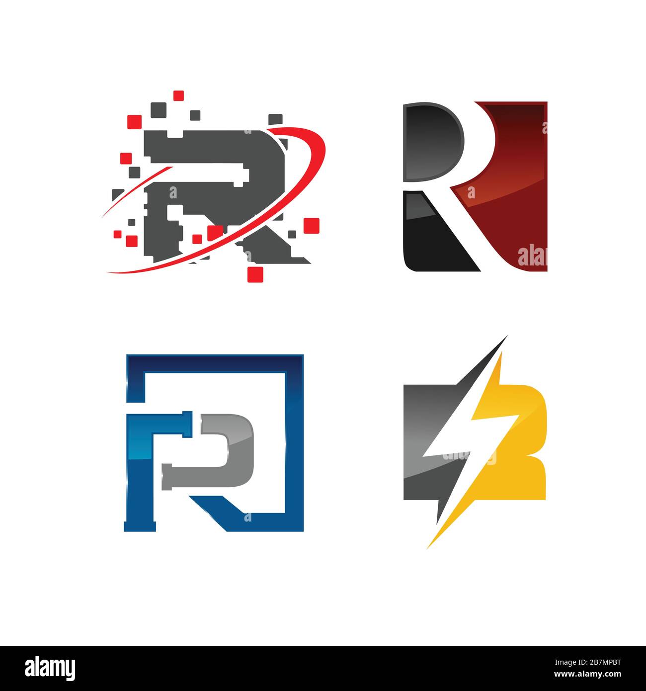Set of various initial letter R corporate template logo design vector ...