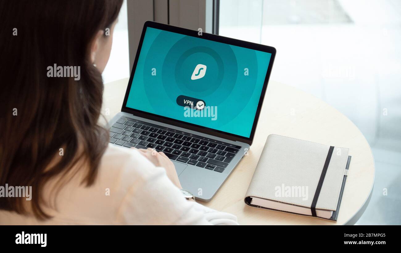 Remote work with a safe connection Stock Photo - Alamy