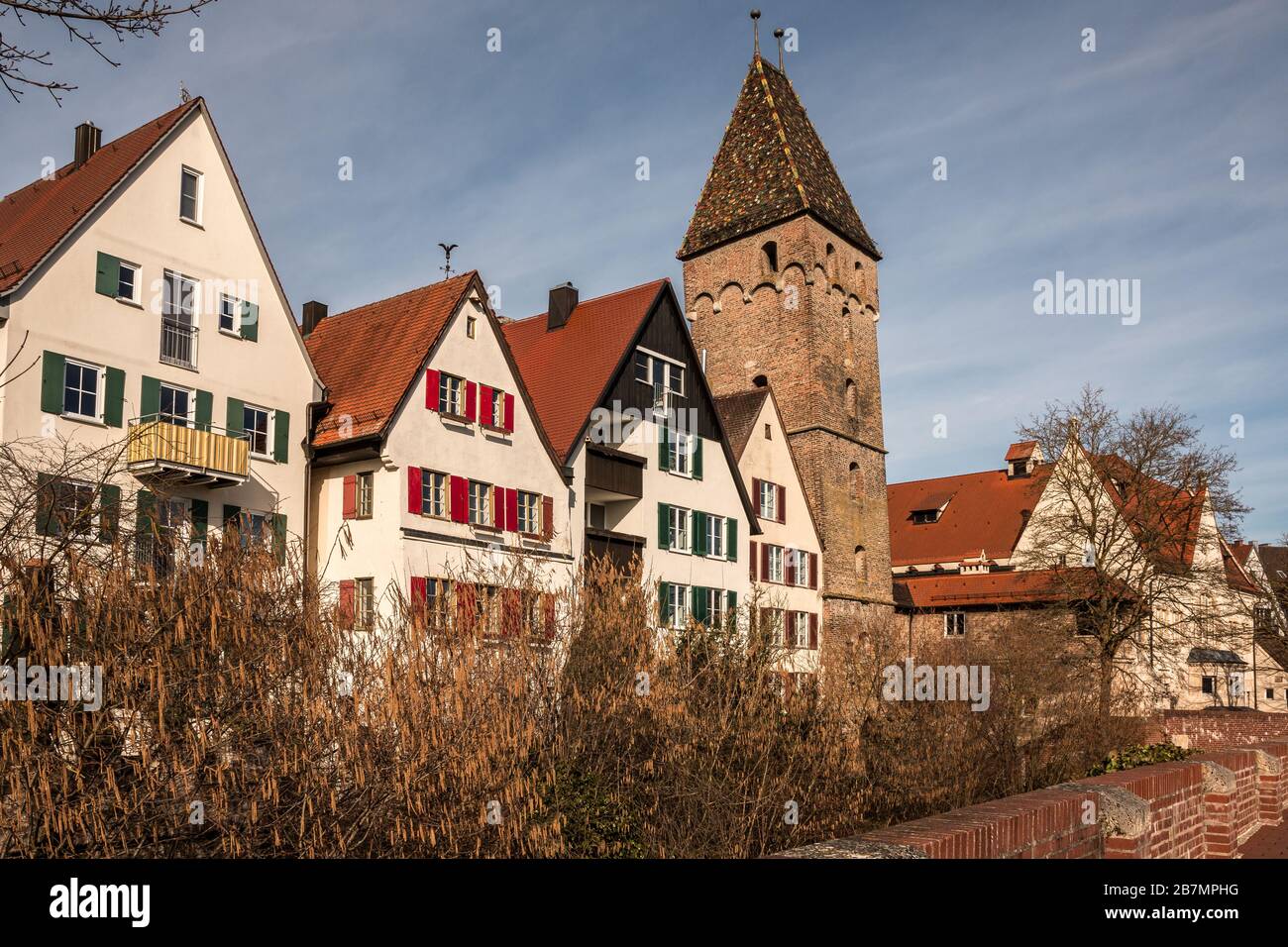 Old historical buildings in the old section of the town near the river ...