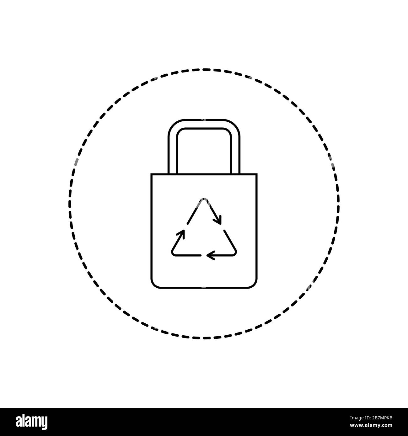 Eco bag linear icon with recycle sign. Cloth bag. Textile reusable ...