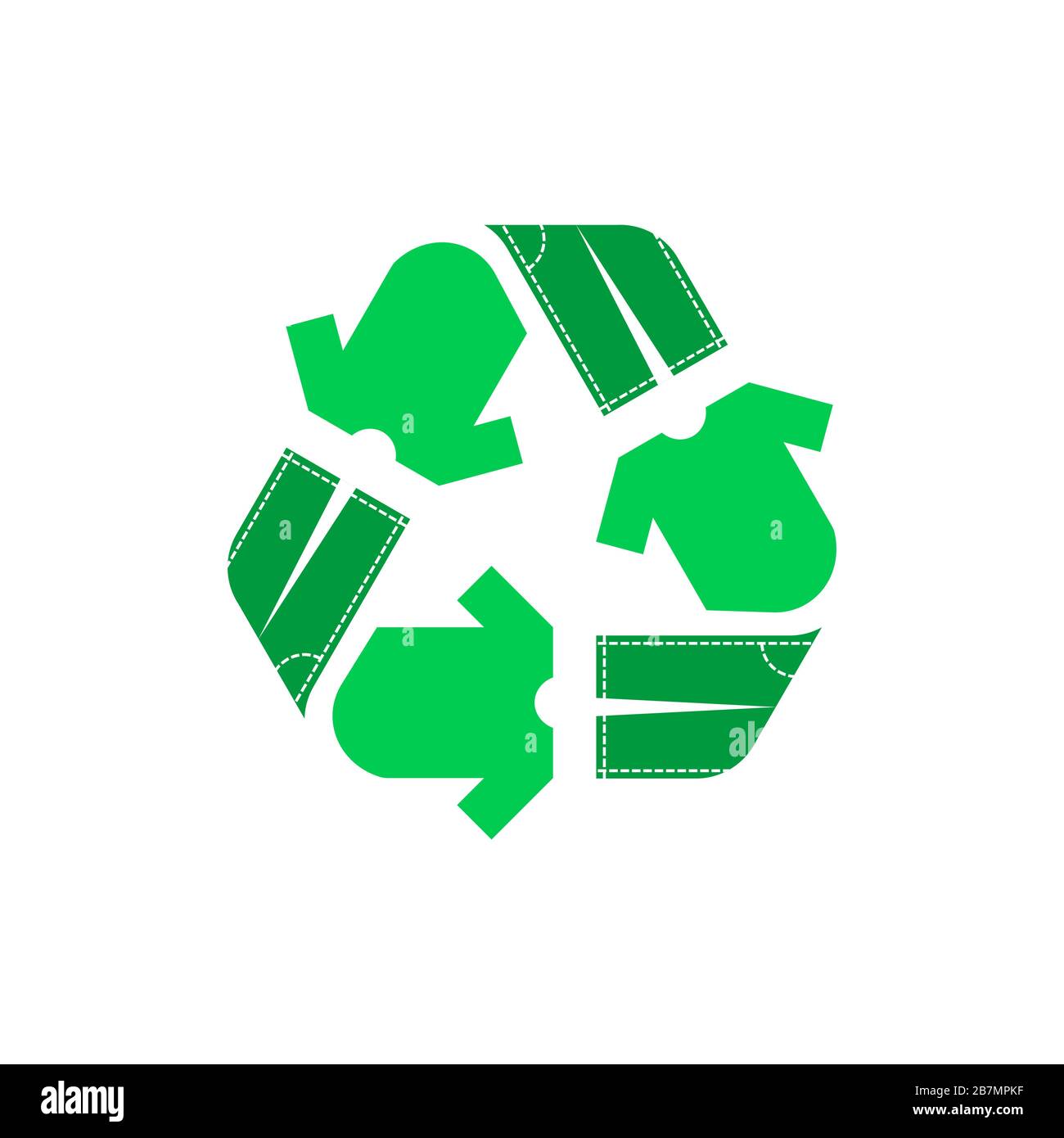 Recycle clothing symbol. Green recycle symbol with T-shirt and jeans ...