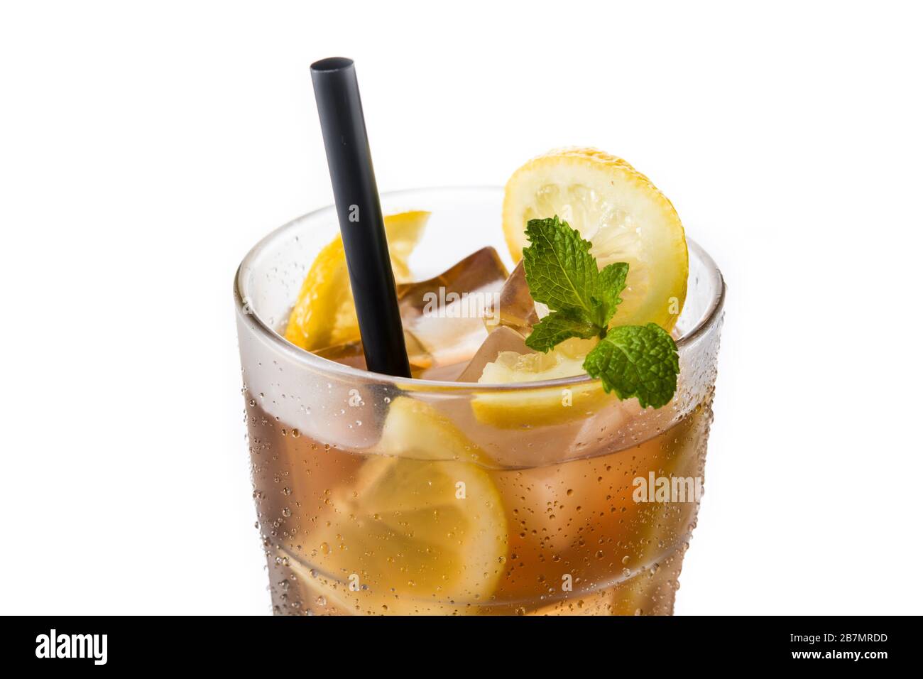 Iced tea drink in glass isolated on white background Stock Photo - Alamy