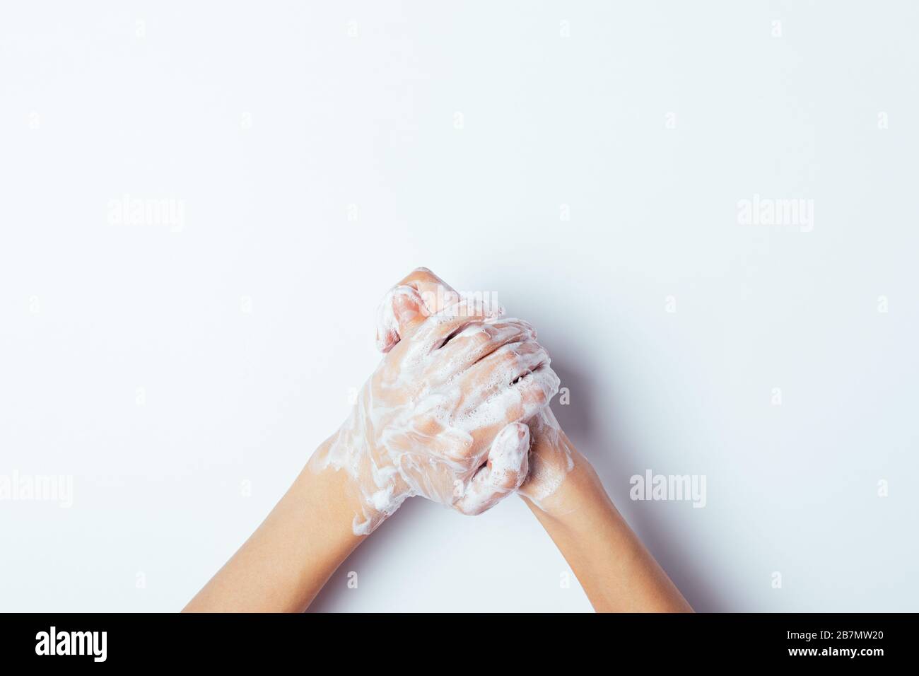 Hygiene to protect human health from viruses, hand washing with soap ...