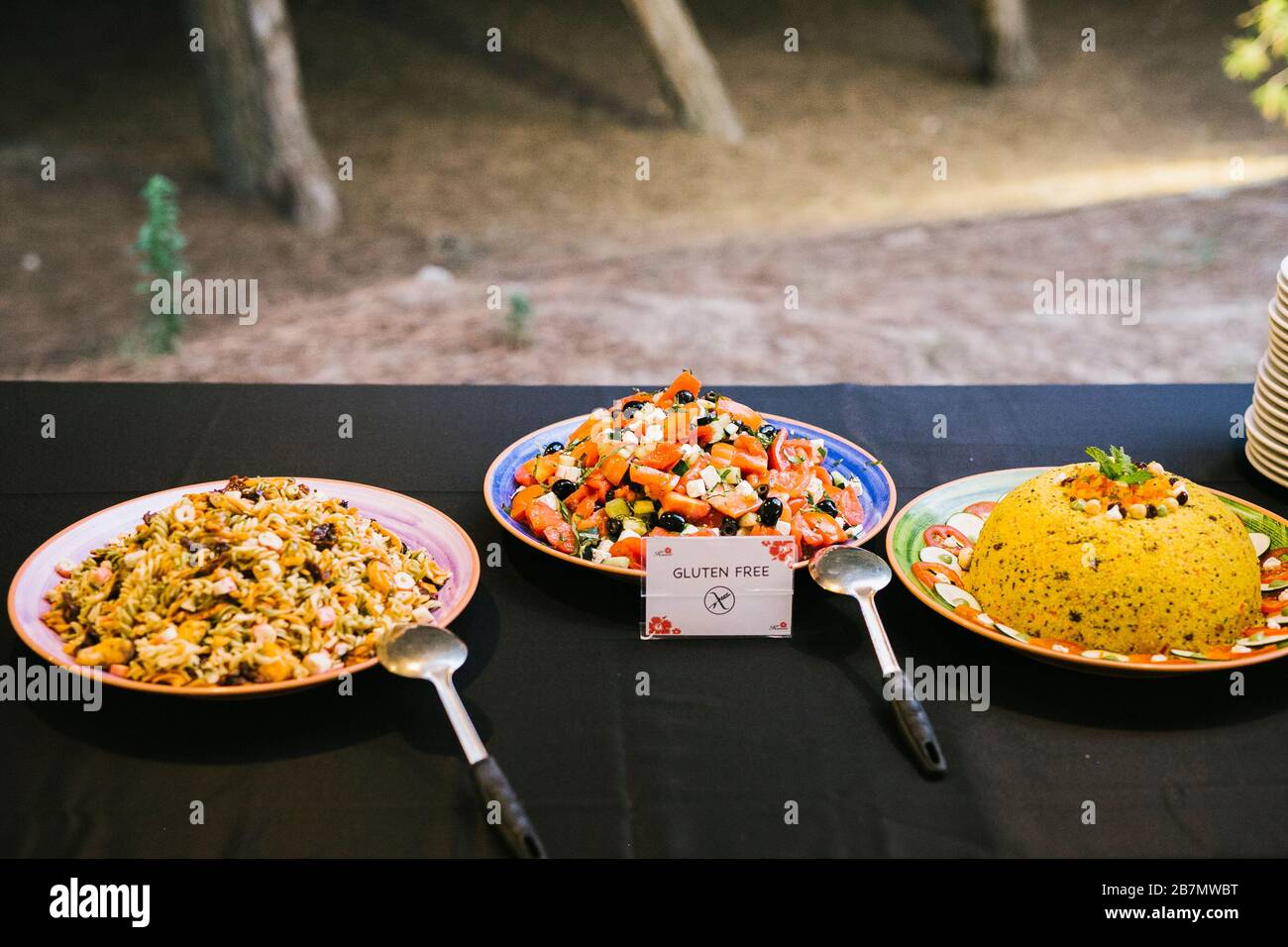 Gluten free salads on a self service table Stock Photo - Alamy