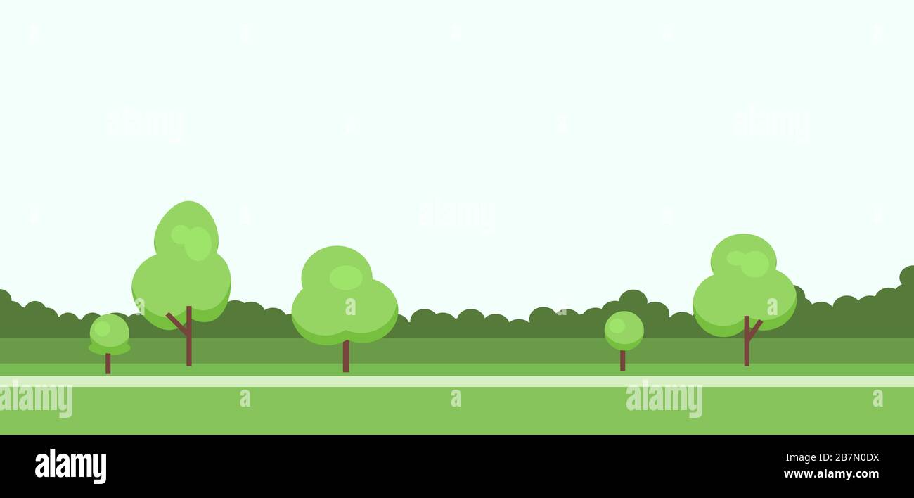 Green landscape with trees. Beautiful nature background with space for ...